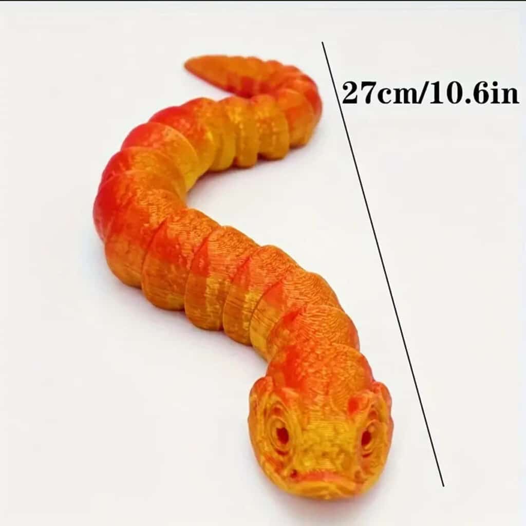3D Printed Articulated Snake Customizable Small Creative Toy ...