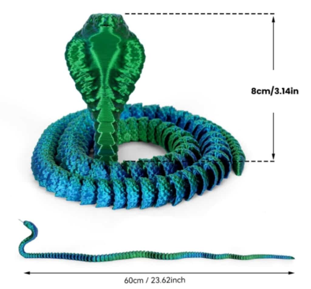 Customizable 3D Printed King Cobra Articulated Creative Toy ...